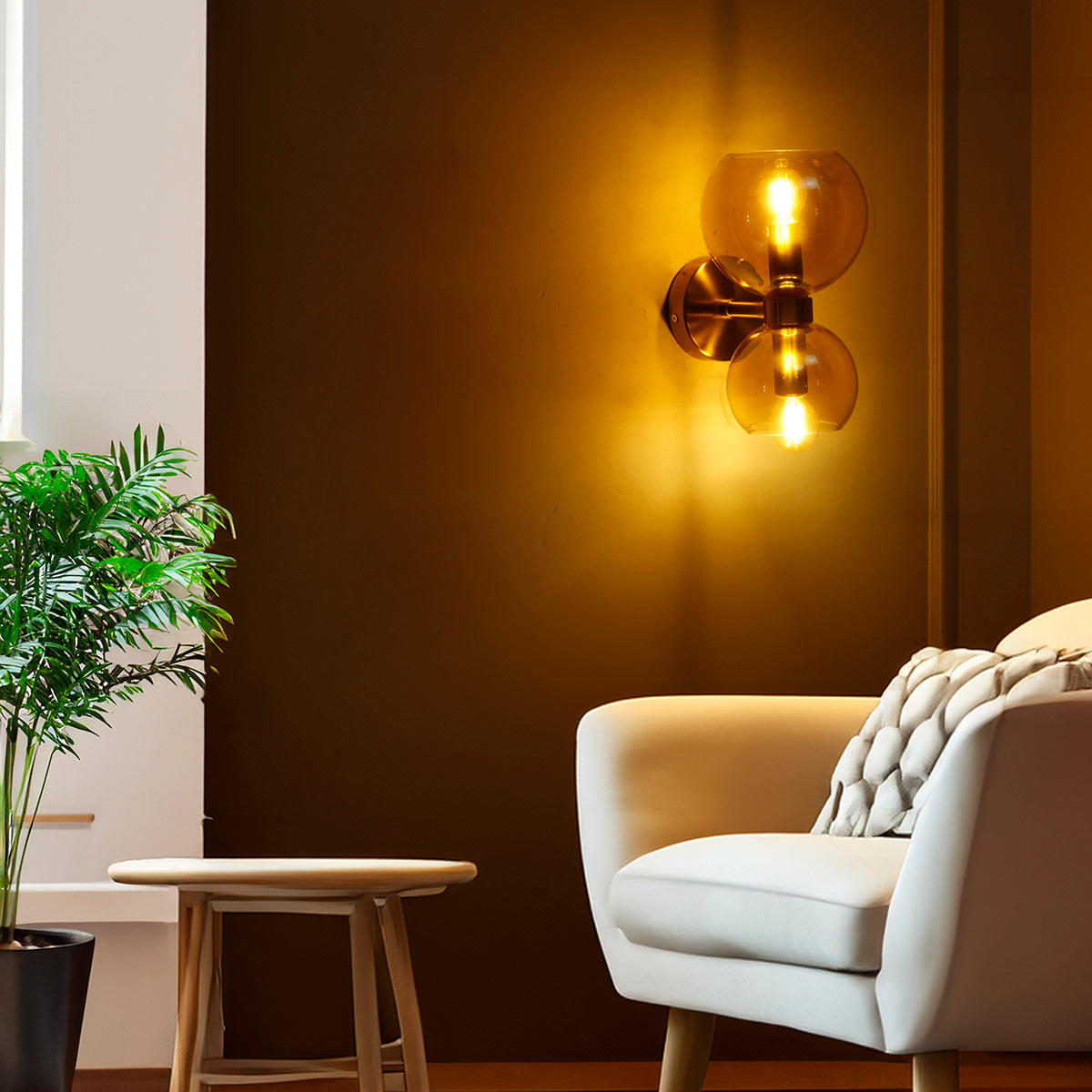 Ticket to Heaven Amber Wall Light for Bedrooms | Light & Living