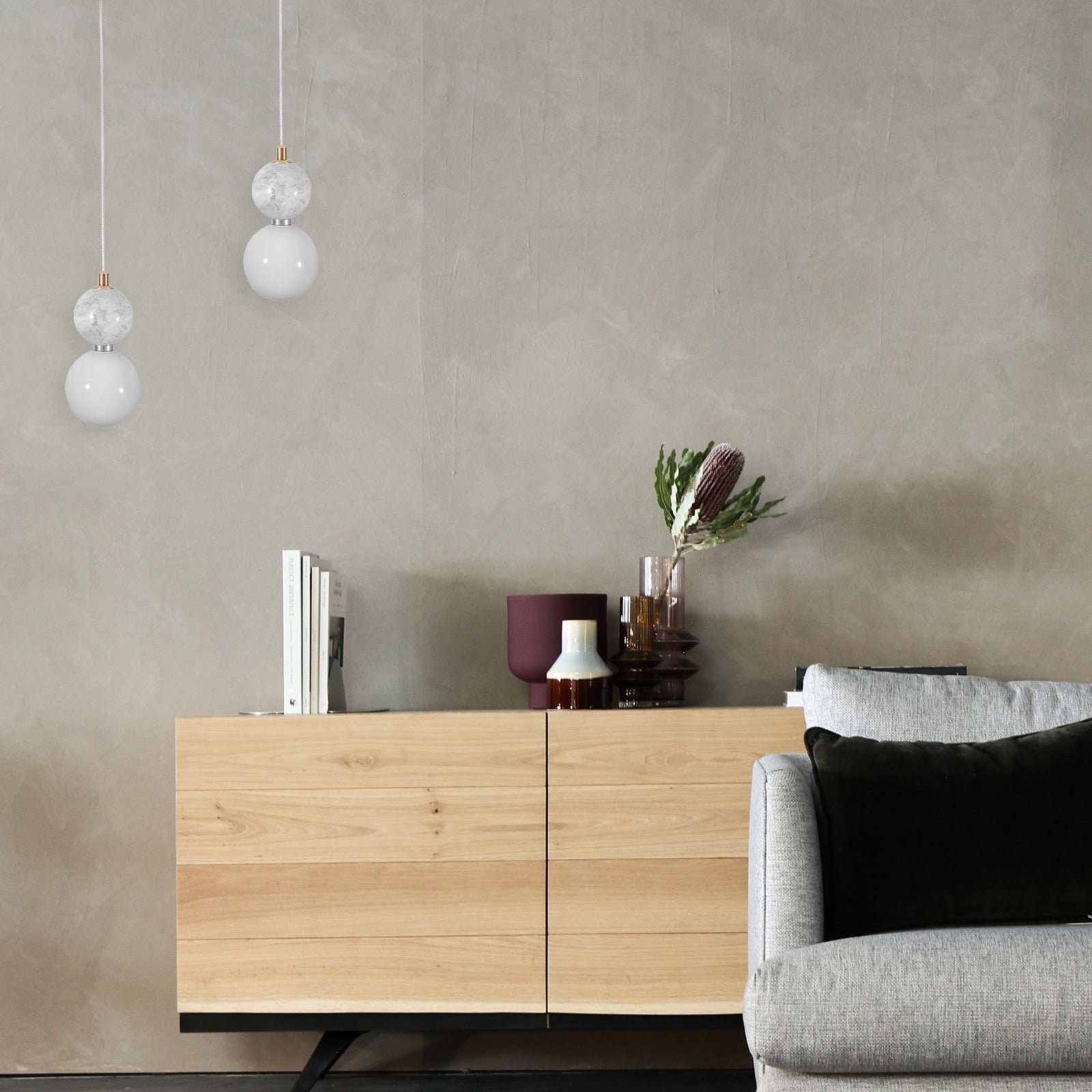 White Marble LED Pendant Light for Corners & Counters | Light & Living